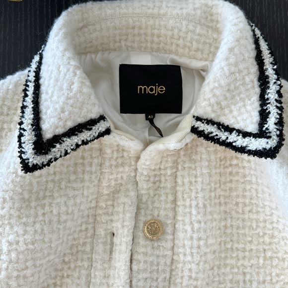 Maje | Jackets & Coats | Maje White And Black Tweed Jacket Worn 2x ...